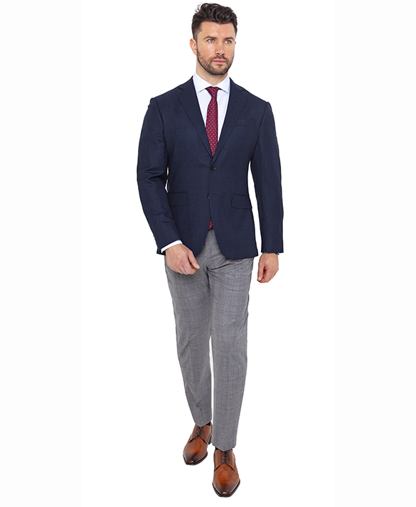 Enzo Custom | 100% Wool Blue Pattern Jacket